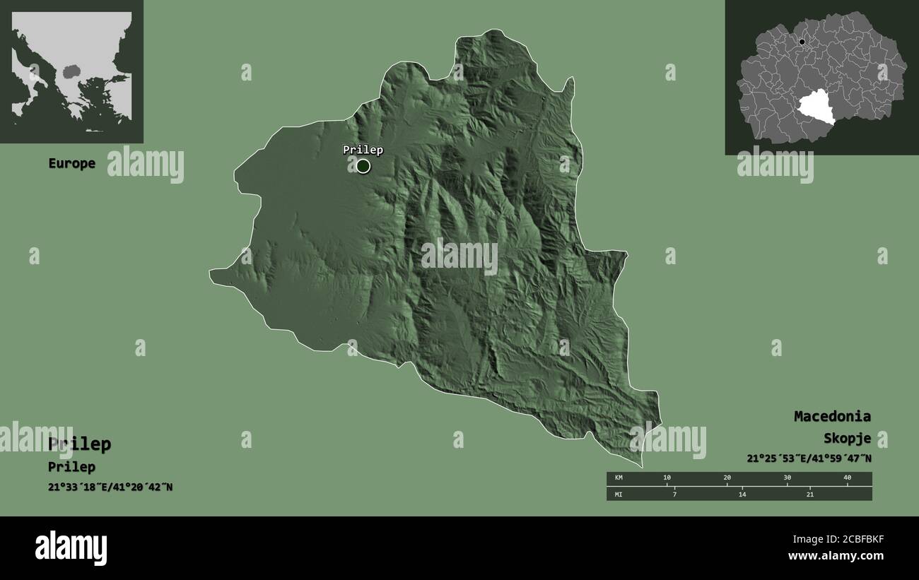 Shape of Prilep, municipality of Macedonia, and its capital. Distance ...