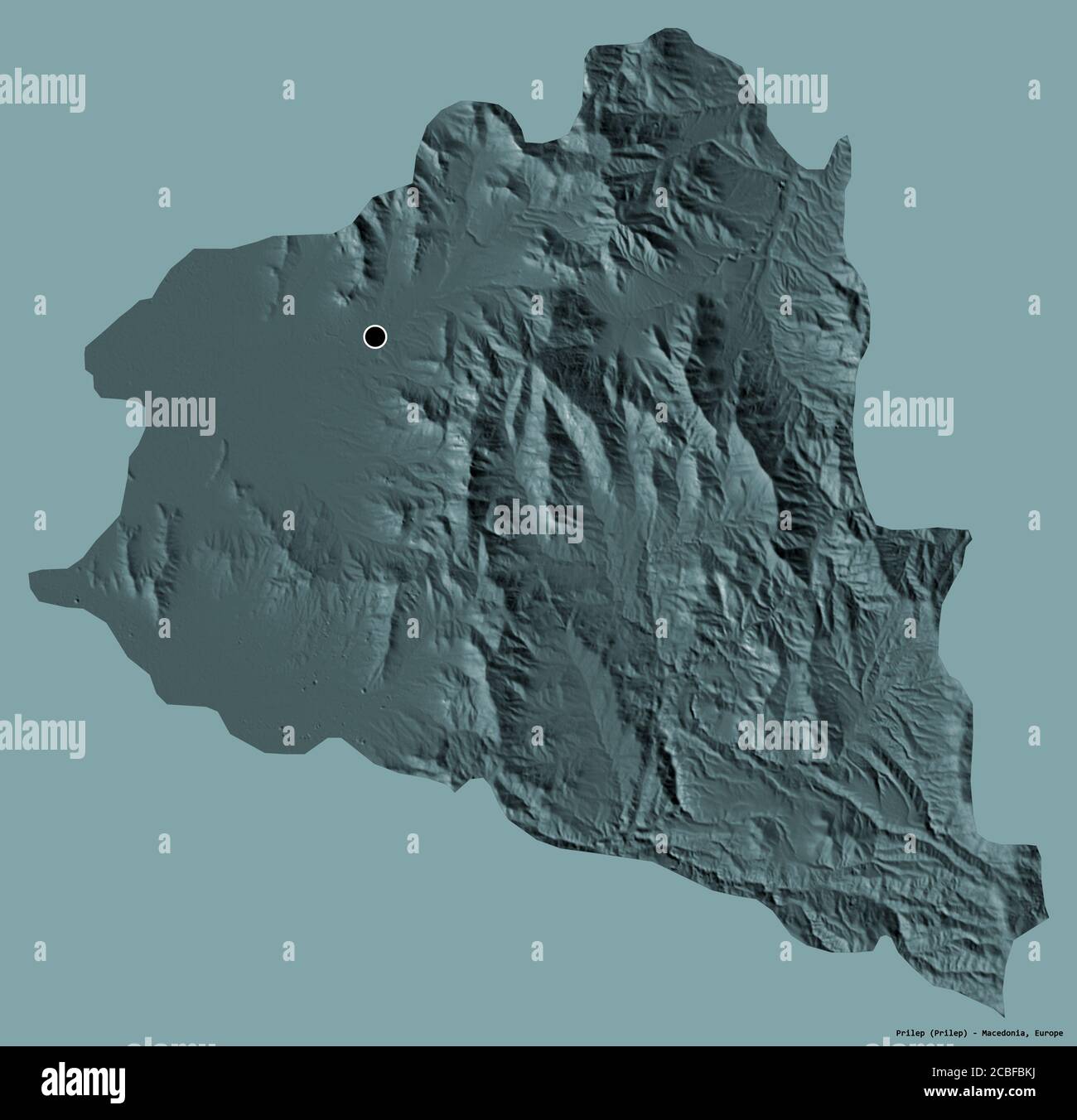 Shape of Prilep, municipality of Macedonia, with its capital isolated ...