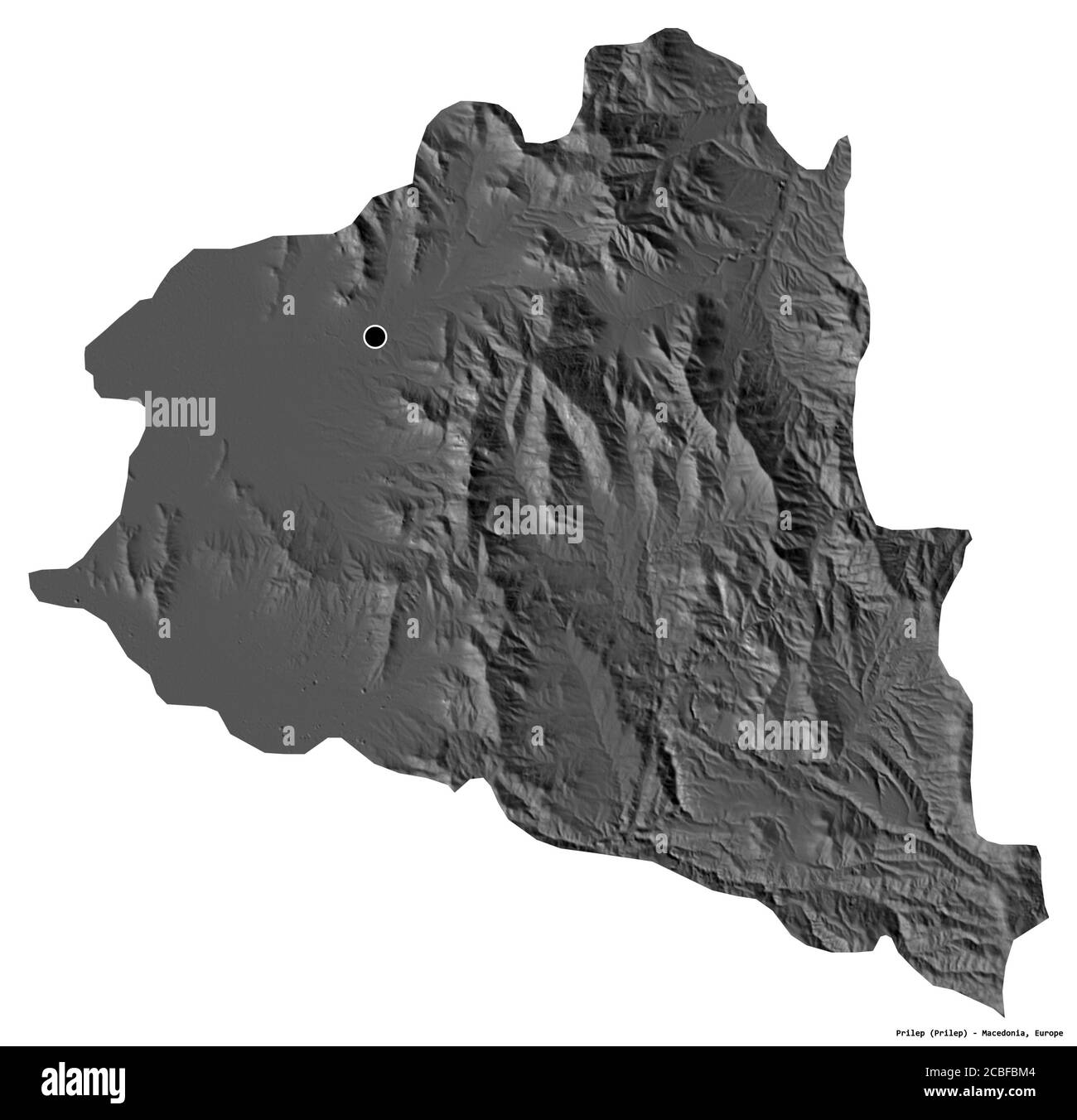 Shape of Prilep, municipality of Macedonia, with its capital isolated ...