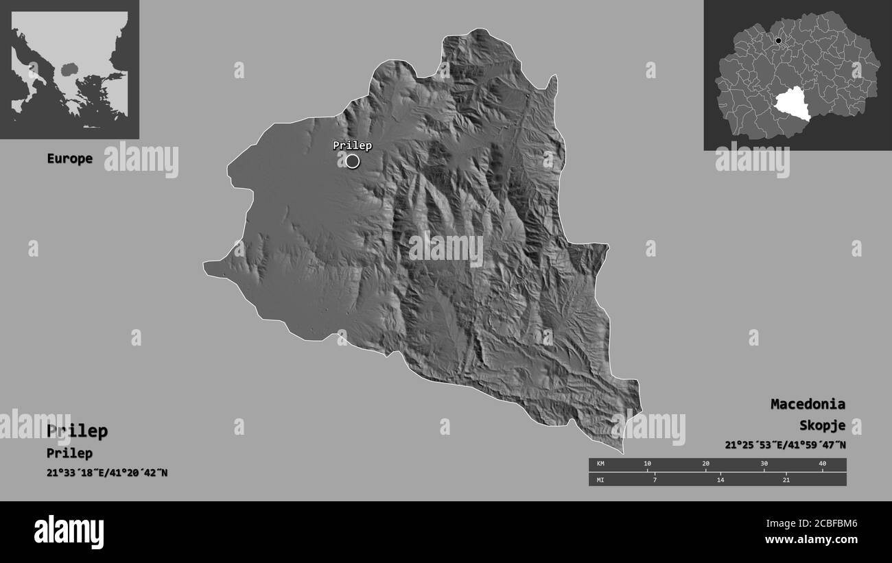 Shape of Prilep, municipality of Macedonia, and its capital. Distance ...