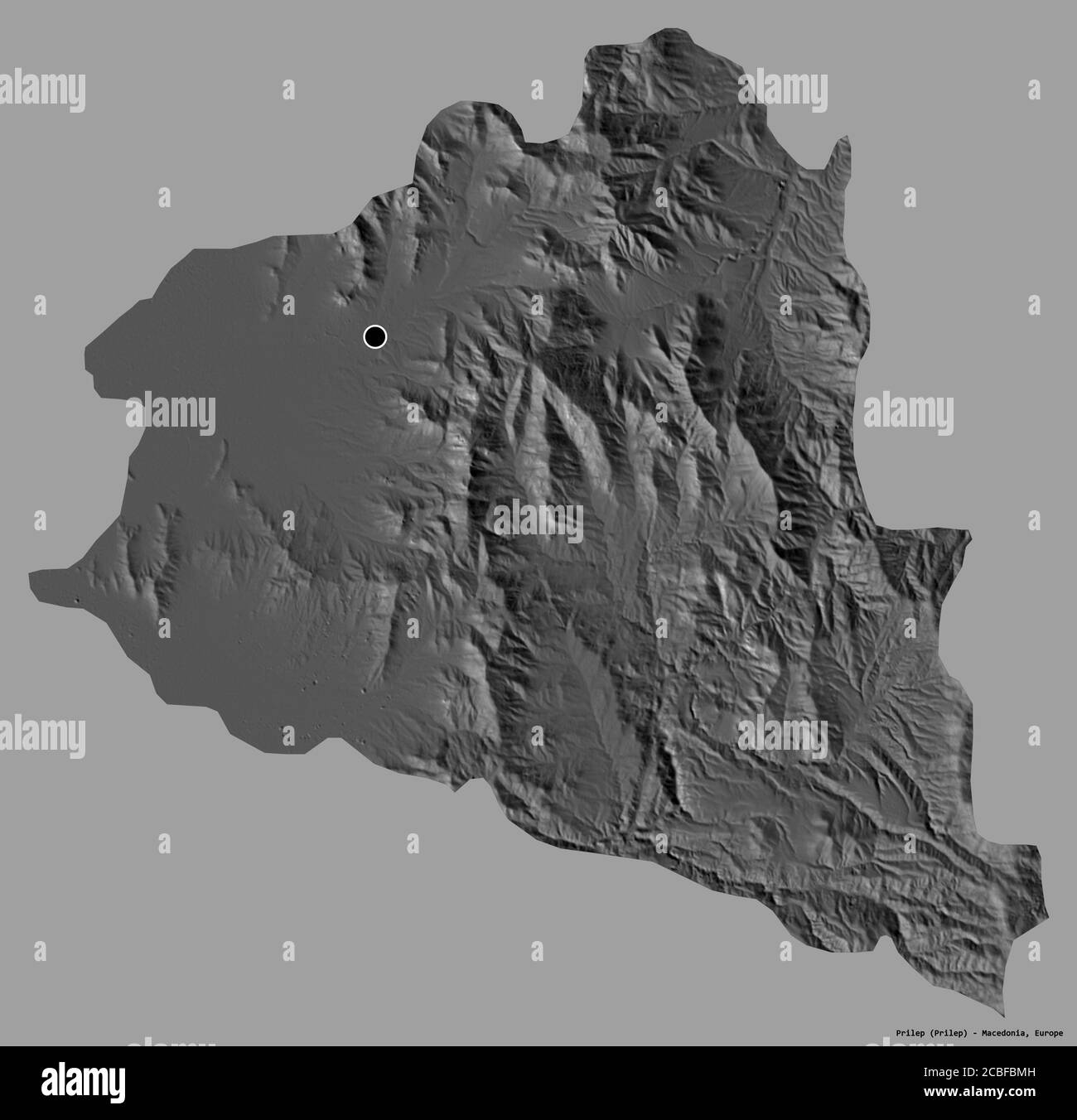 Shape of Prilep, municipality of Macedonia, with its capital isolated ...