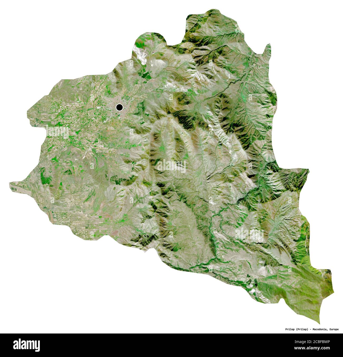 Shape of Prilep, municipality of Macedonia, with its capital isolated ...