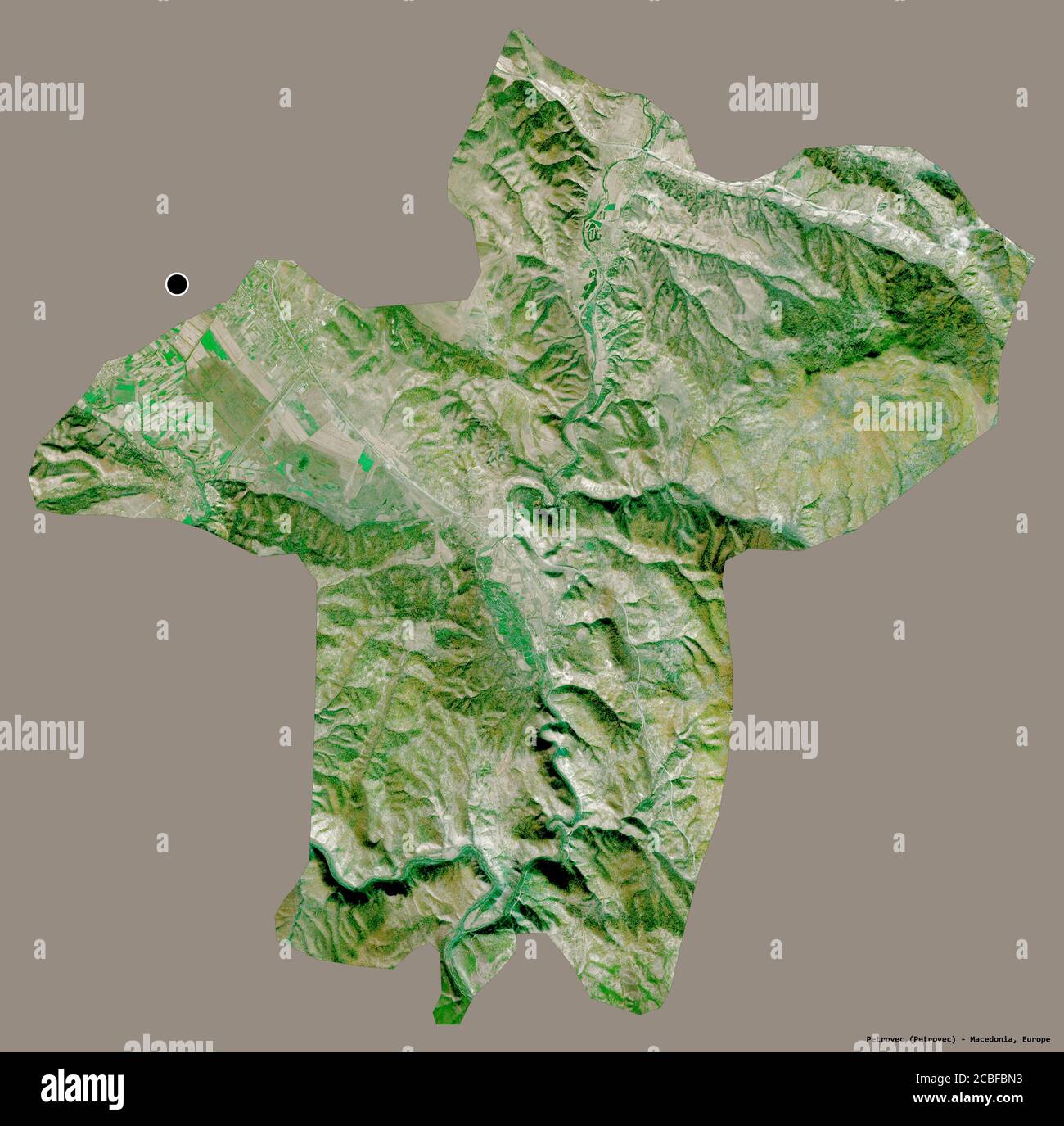 Shape of Petrovec, municipality of Macedonia, with its capital isolated ...