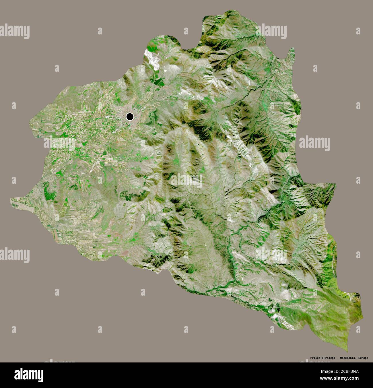 Shape of Prilep, municipality of Macedonia, with its capital isolated ...