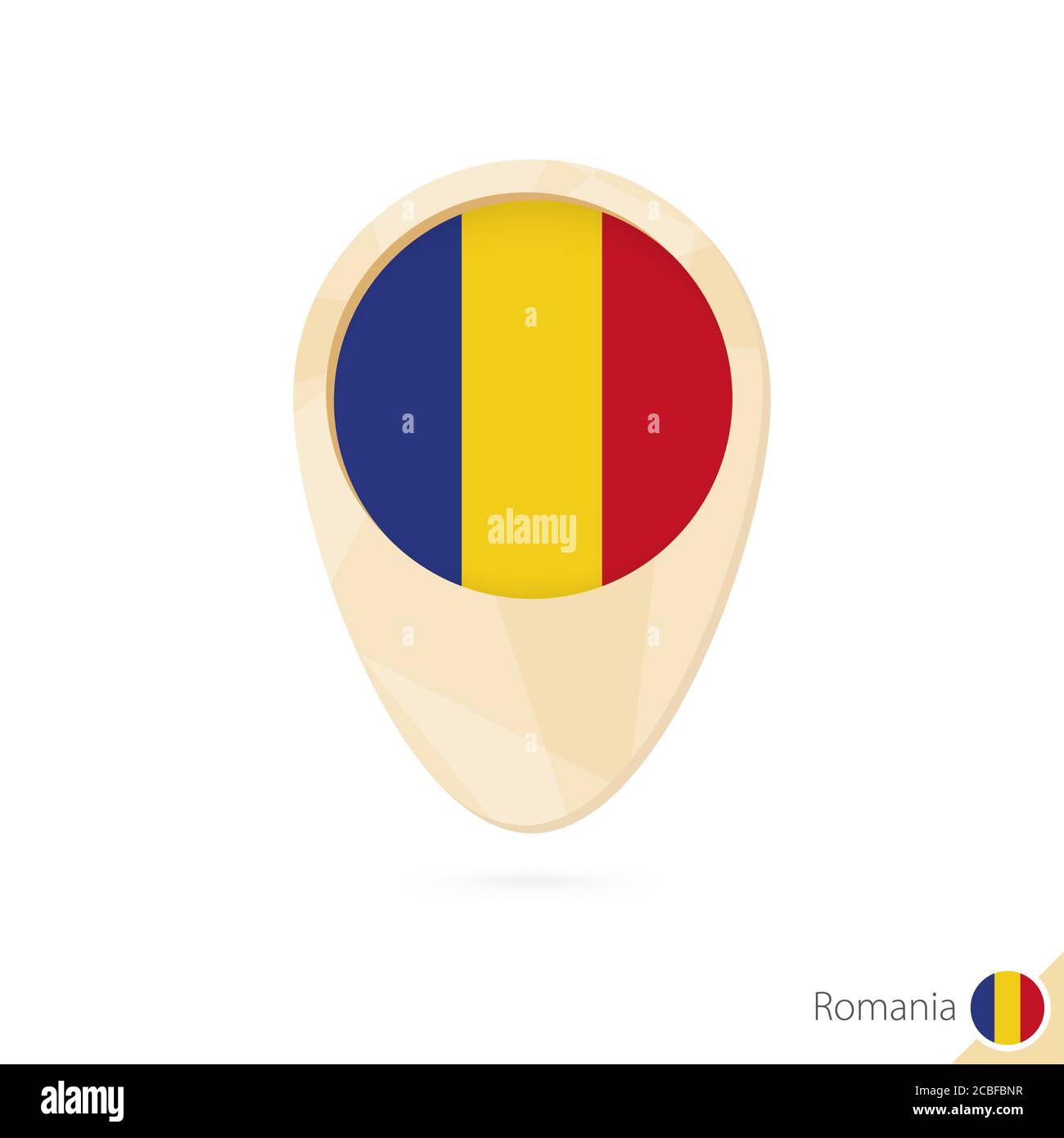 Map pointer with flag of Romania. Orange abstract map icon. Vector ...
