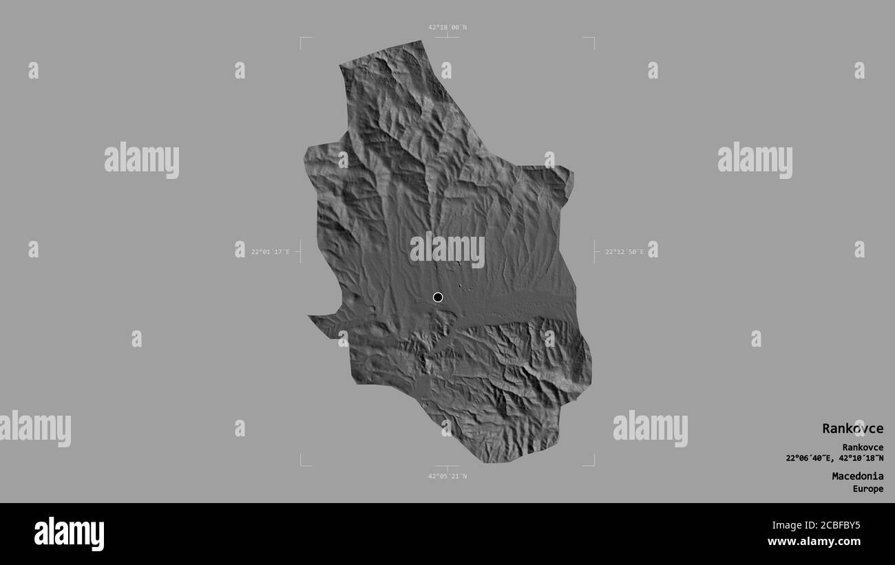 Area of Rankovce, municipality of Macedonia, isolated on a solid ...