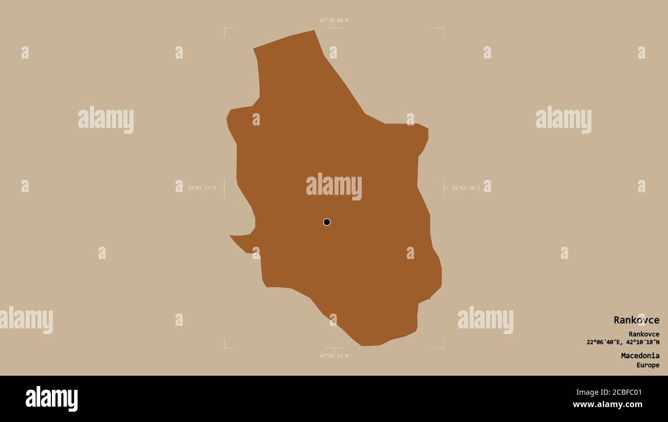 Area of Rankovce, municipality of Macedonia, isolated on a solid ...