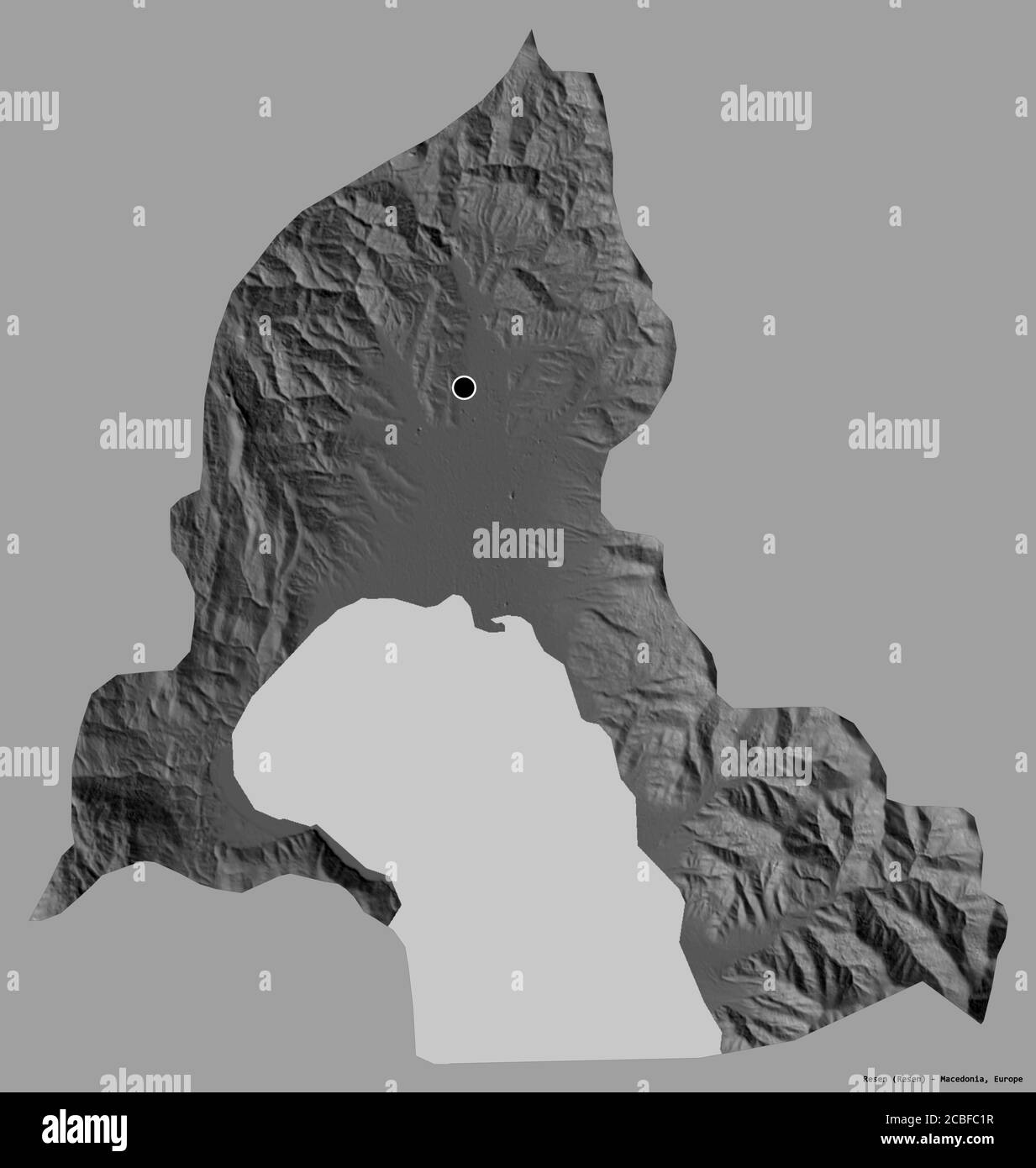 Shape of Resen, municipality of Macedonia, with its capital isolated on ...