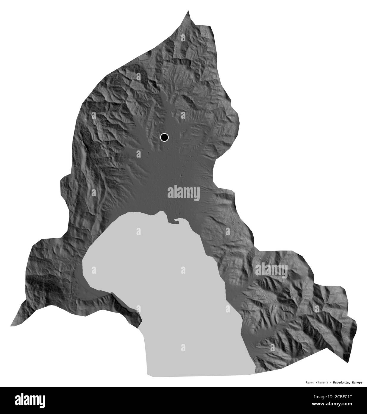 Shape of Resen, municipality of Macedonia, with its capital isolated on ...