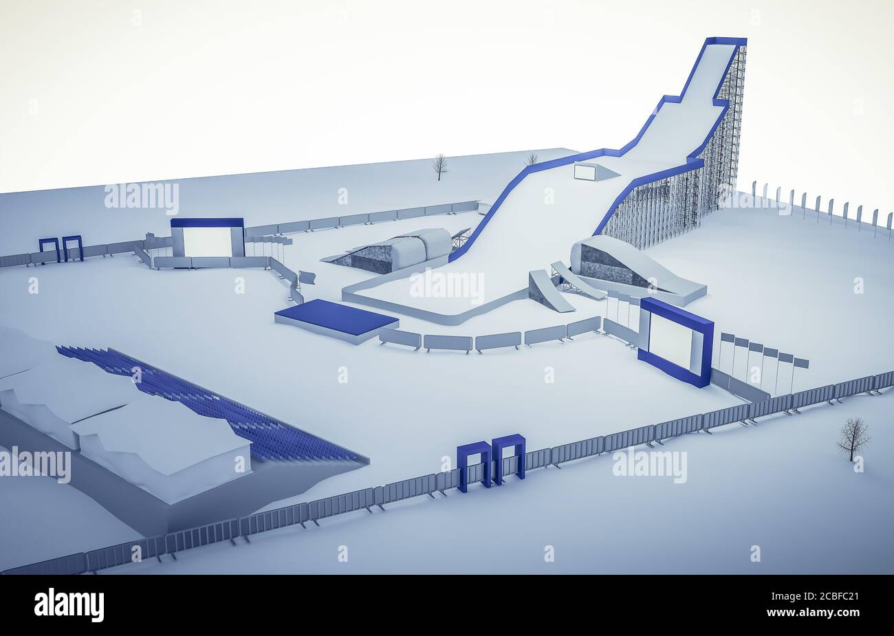 3d illustration of a Snowboard and freestyle Ramp Stock Photo - Alamy