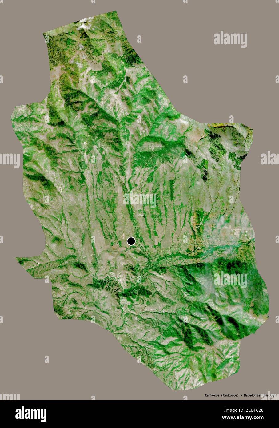 Shape of Rankovce, municipality of Macedonia, with its capital isolated ...