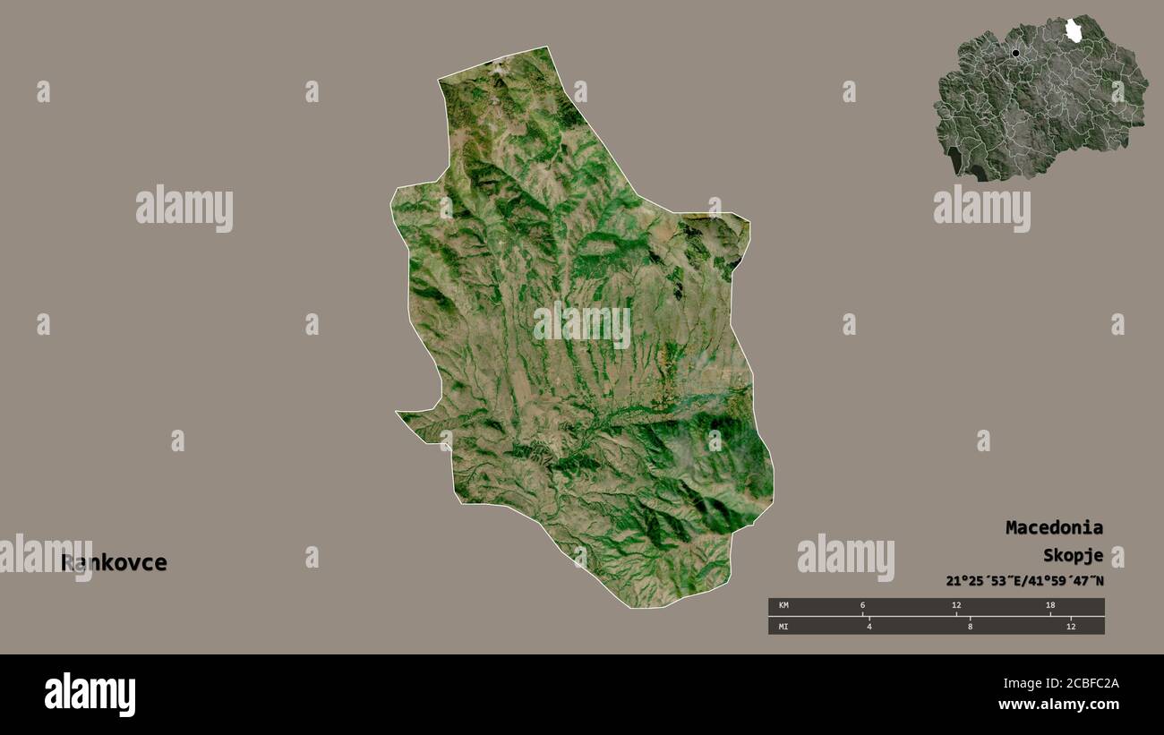 Shape of Rankovce, municipality of Macedonia, with its capital isolated ...