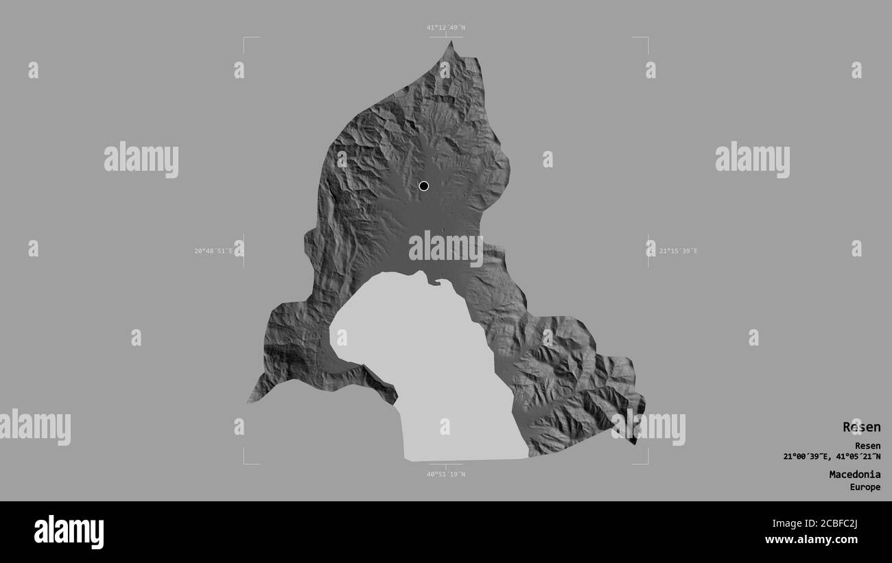 Area of Resen, municipality of Macedonia, isolated on a solid ...