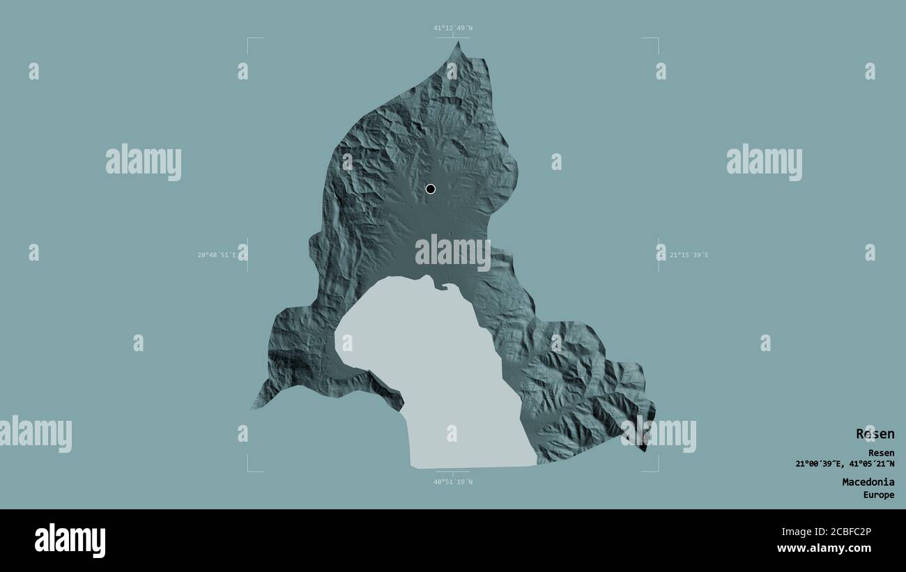 Area of Resen, municipality of Macedonia, isolated on a solid ...