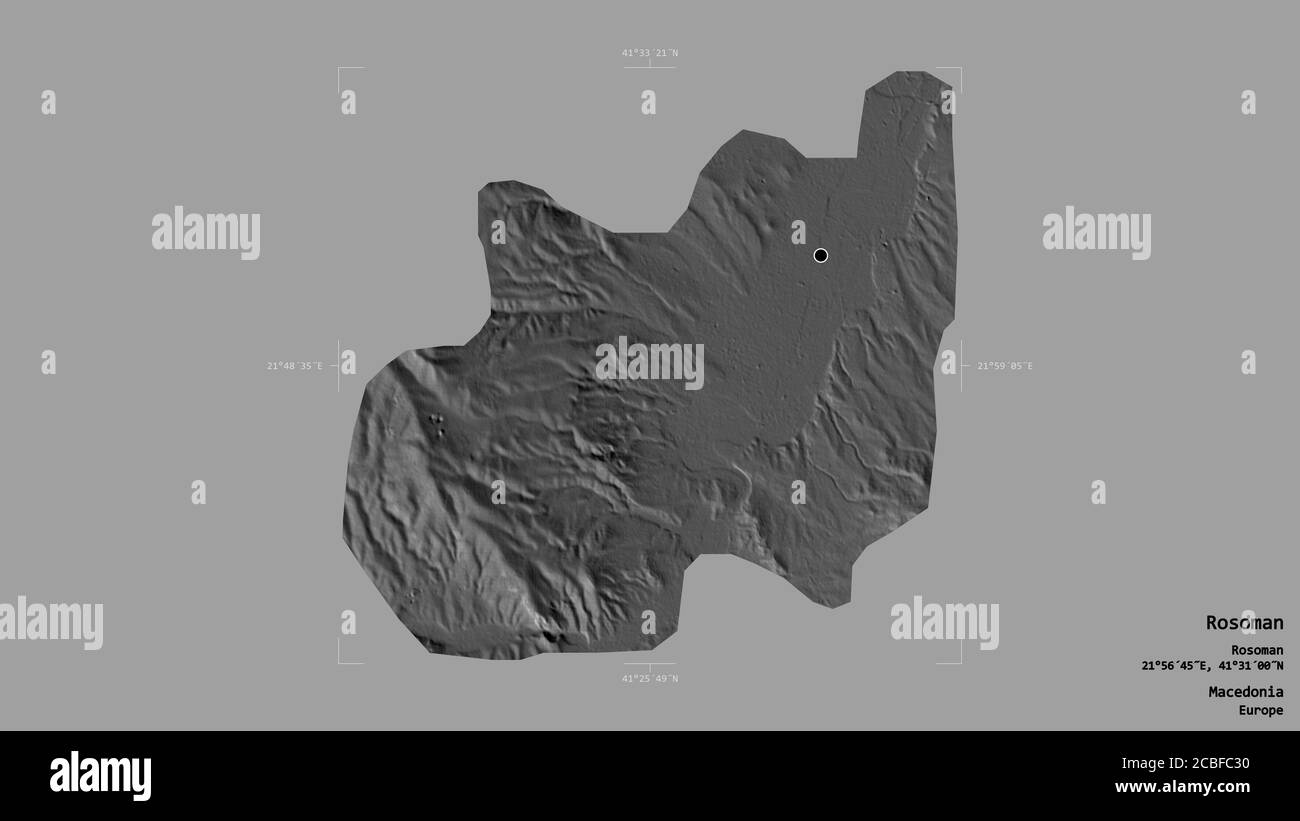 Area of Rosoman, municipality of Macedonia, isolated on a solid ...