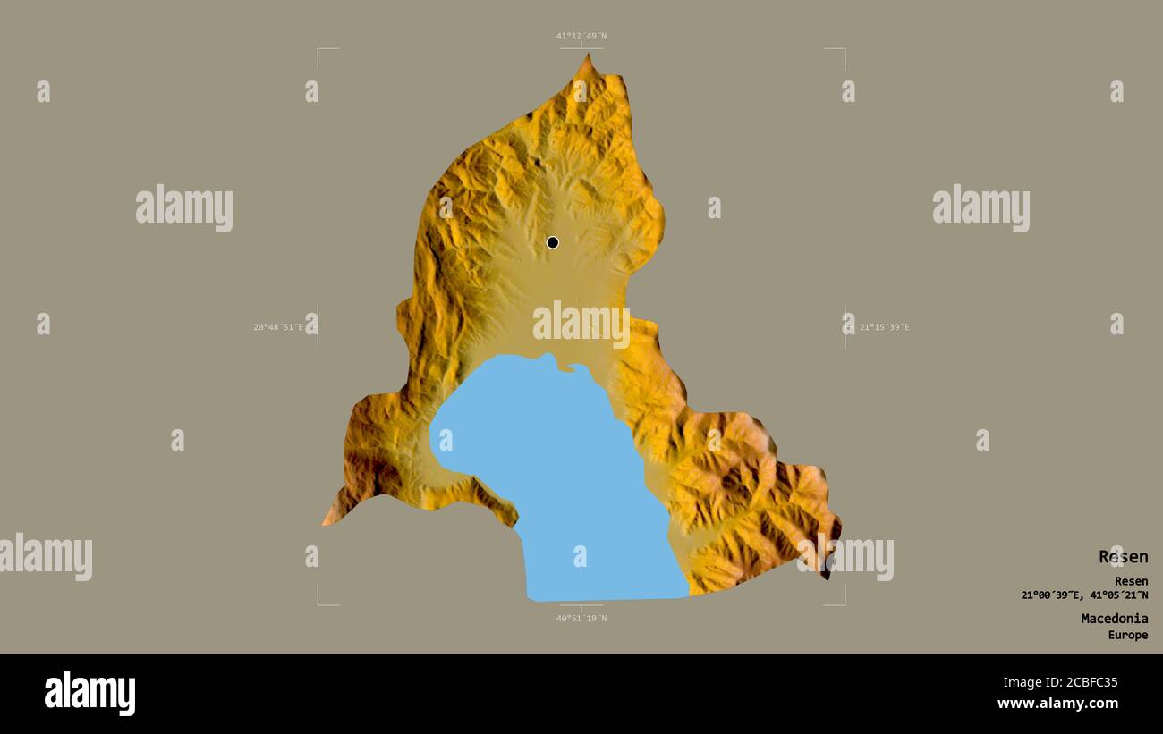 Area of Resen, municipality of Macedonia, isolated on a solid ...