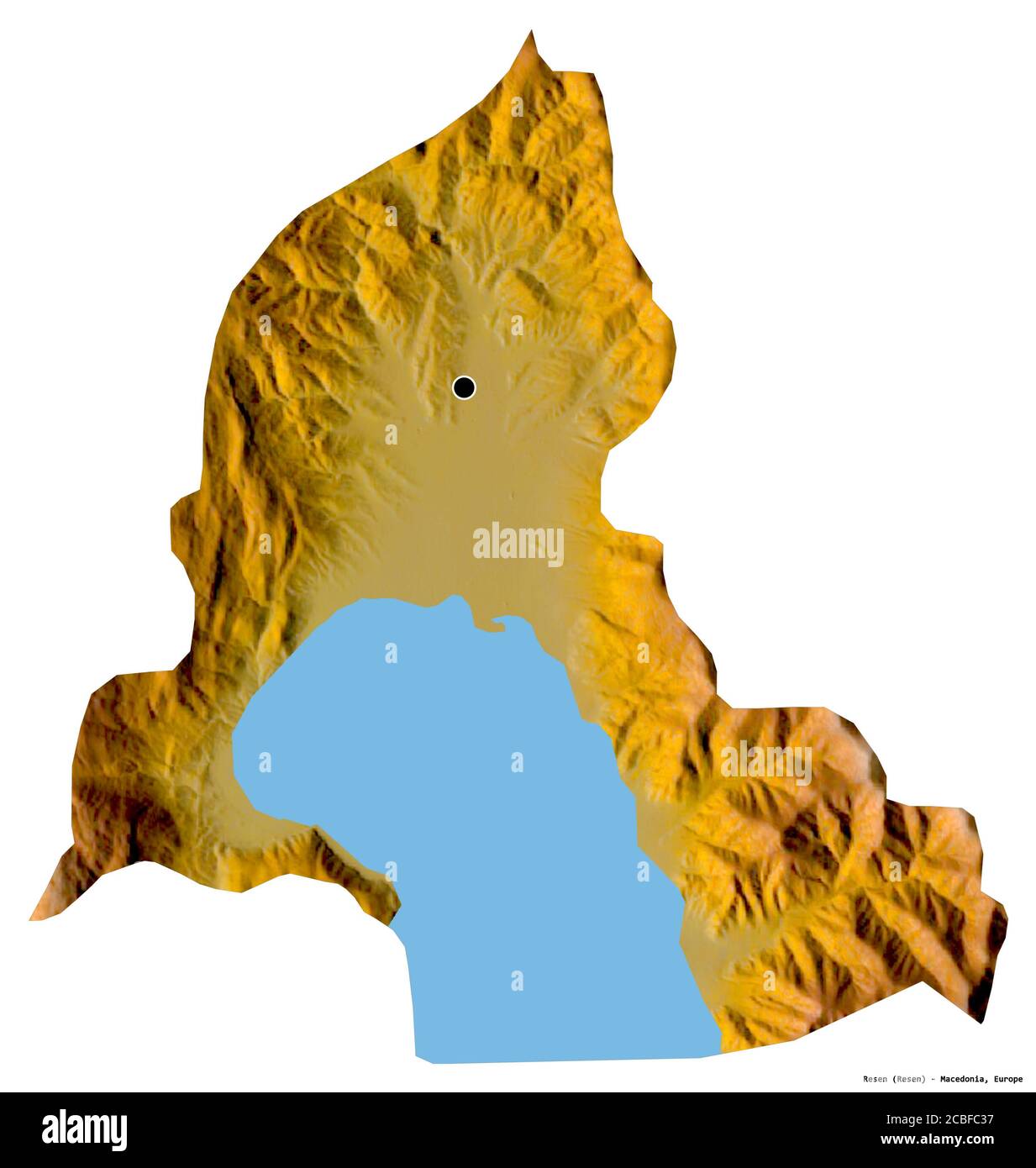 Shape of Resen, municipality of Macedonia, with its capital isolated on ...