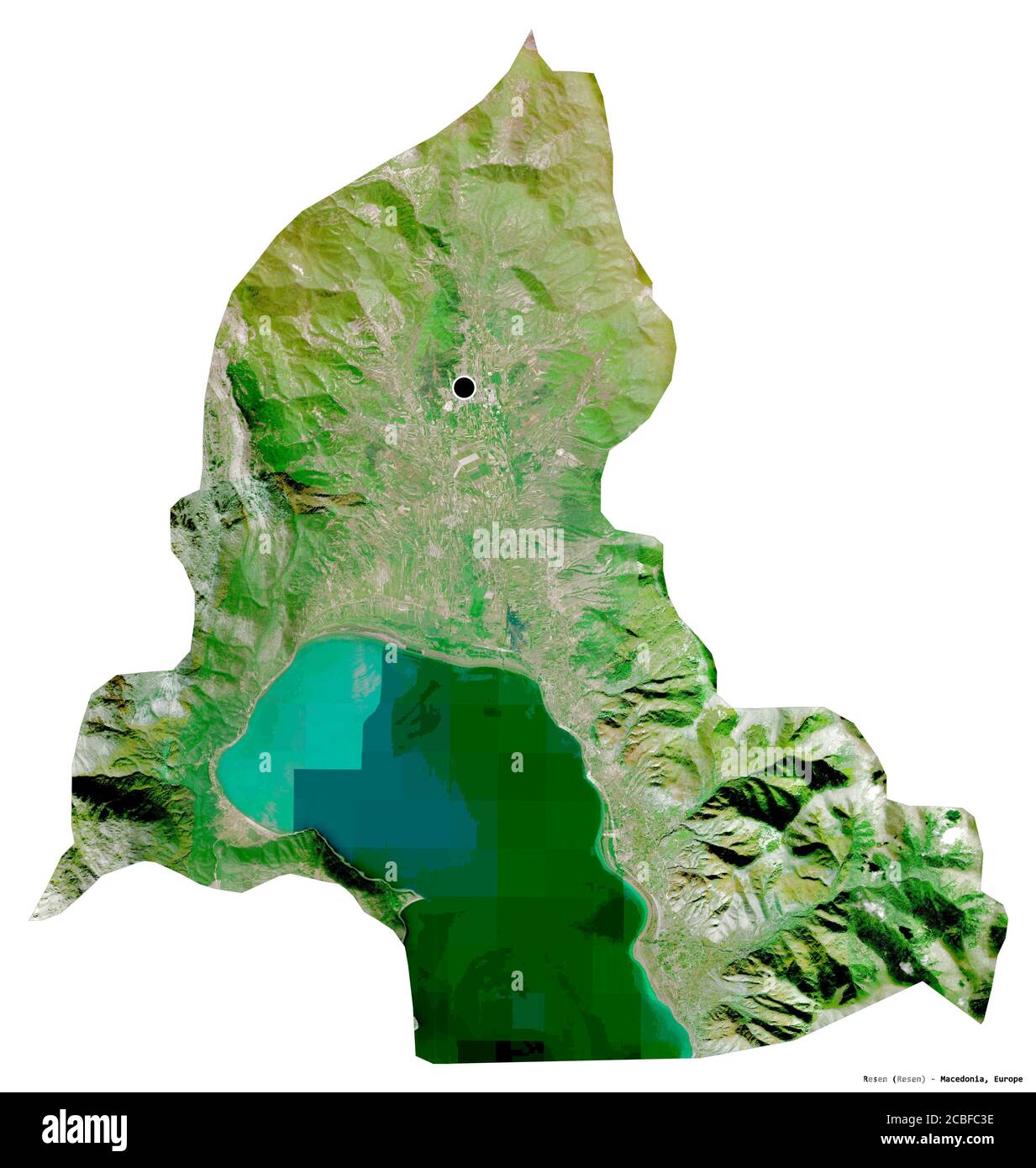 Shape of Resen, municipality of Macedonia, with its capital isolated on ...