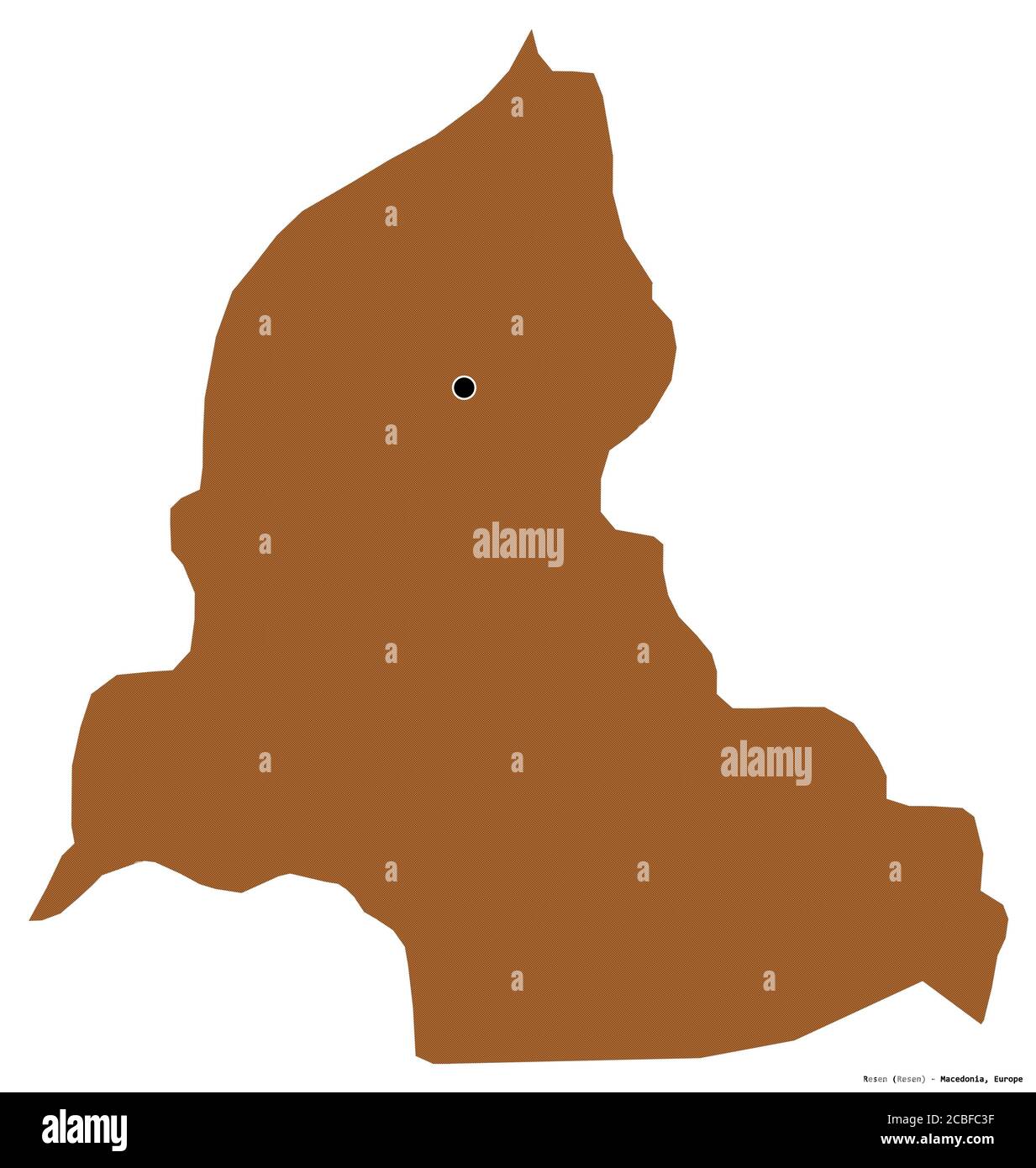 Shape of Resen, municipality of Macedonia, with its capital isolated on ...