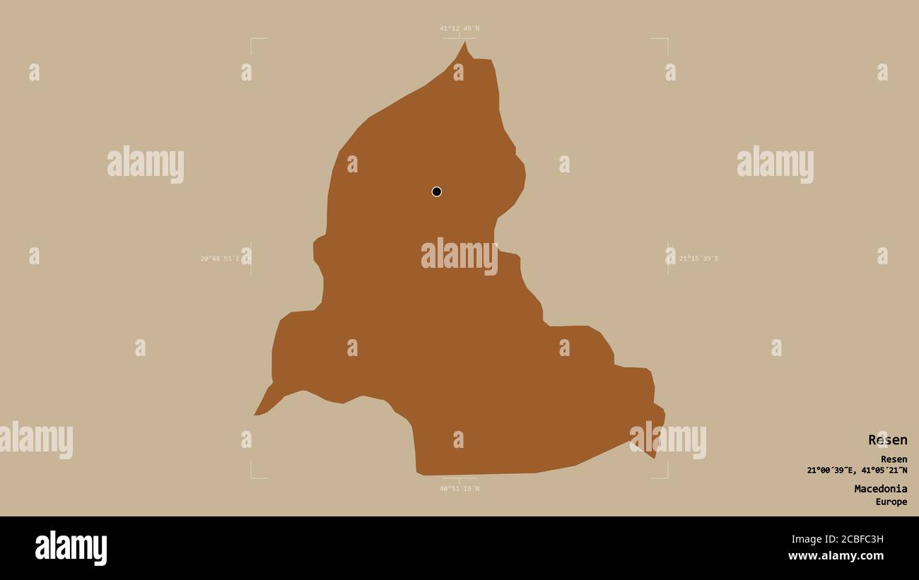 Area of Resen, municipality of Macedonia, isolated on a solid ...