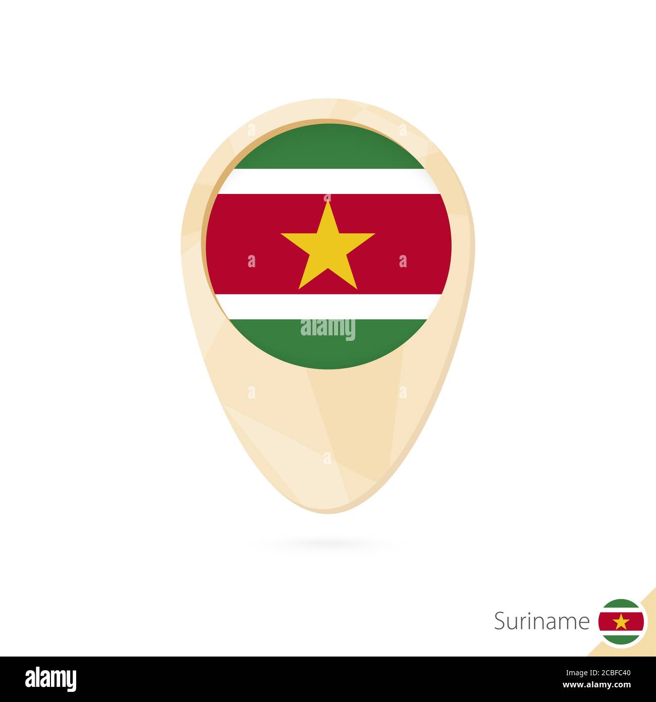 Map pointer with flag of Suriname. Orange abstract map icon. Vector Illustration Stock Vector ...