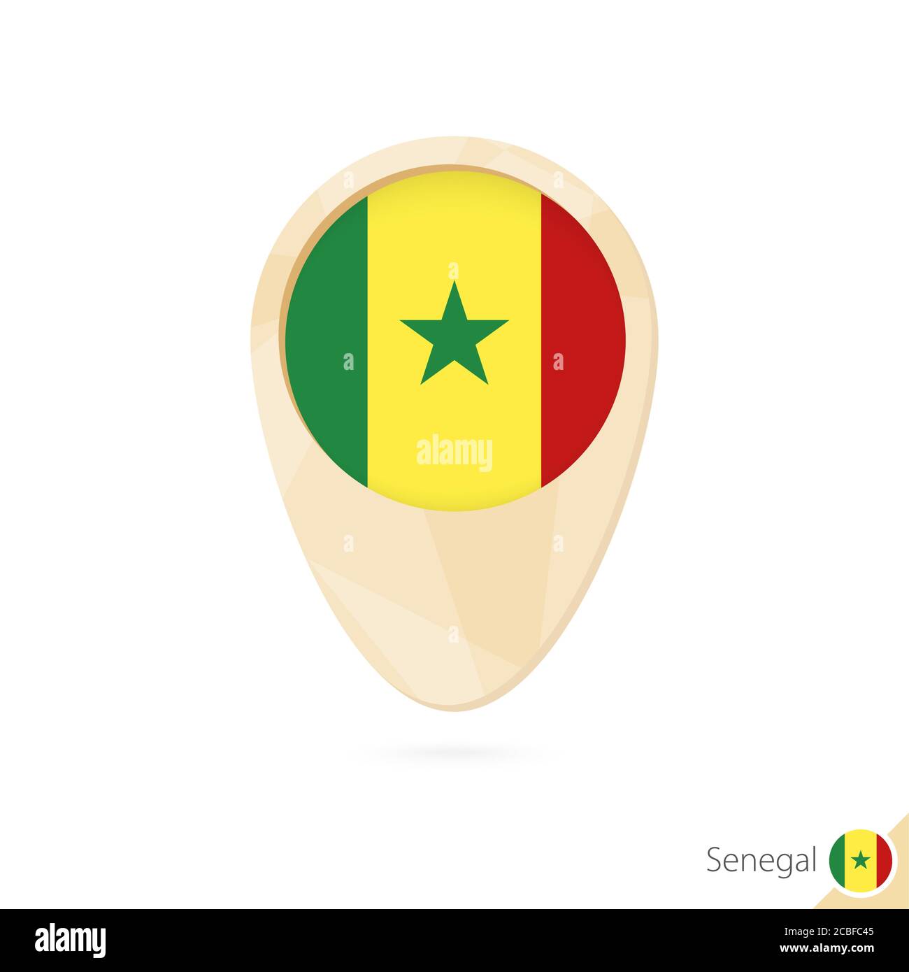 Map pointer with flag of Senegal. Orange abstract map icon. Vector Illustration Stock Vector ...