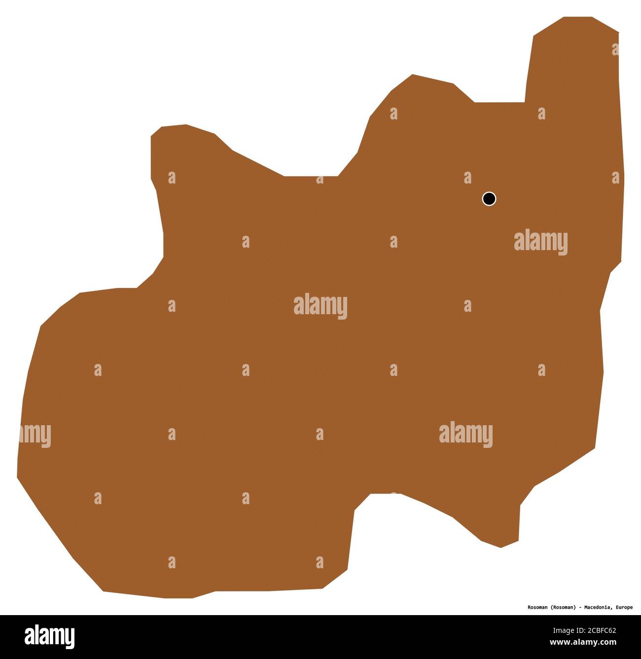 Shape of Rosoman, municipality of Macedonia, with its capital isolated ...