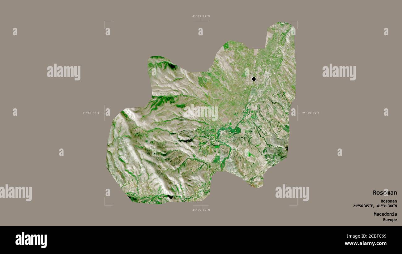 Area of Rosoman, municipality of Macedonia, isolated on a solid ...
