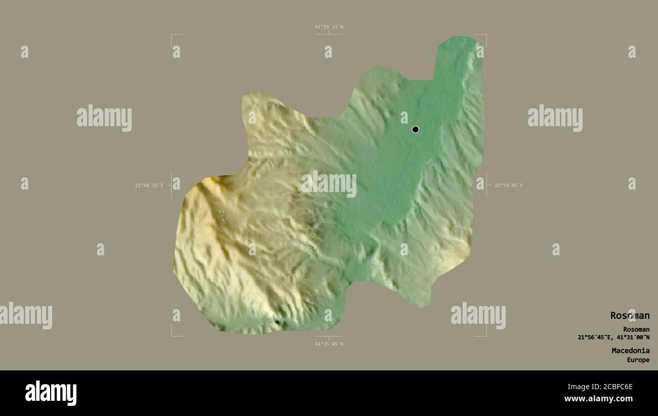 Area of Rosoman, municipality of Macedonia, isolated on a solid ...