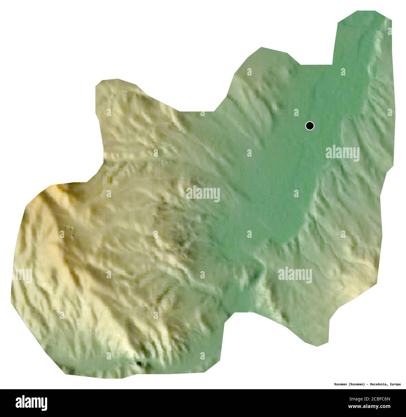 Shape of Rosoman, municipality of Macedonia, with its capital isolated ...