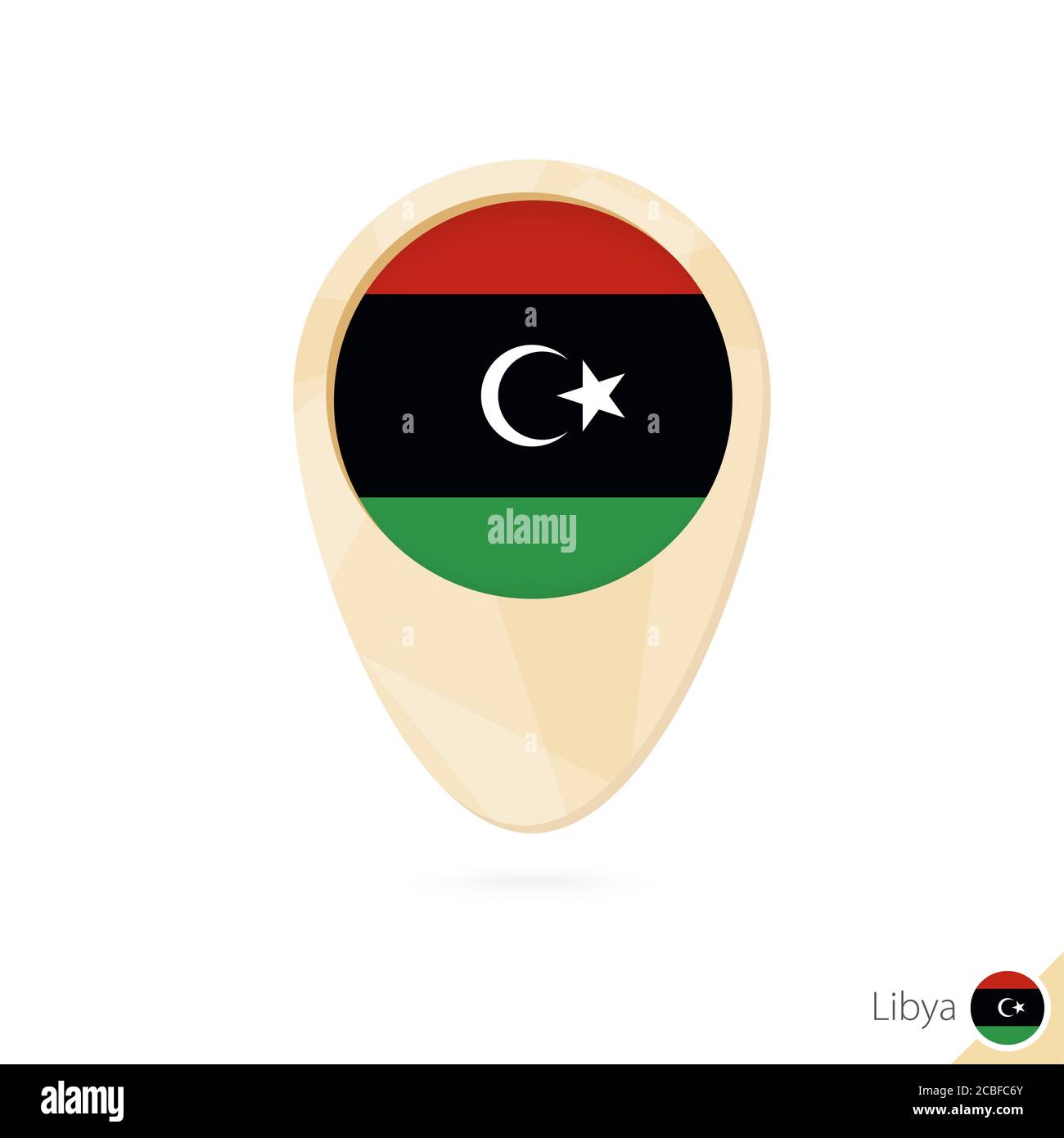 Map pointer with flag of Libya. Orange abstract map icon. Vector Illustration Stock Vector Image ...