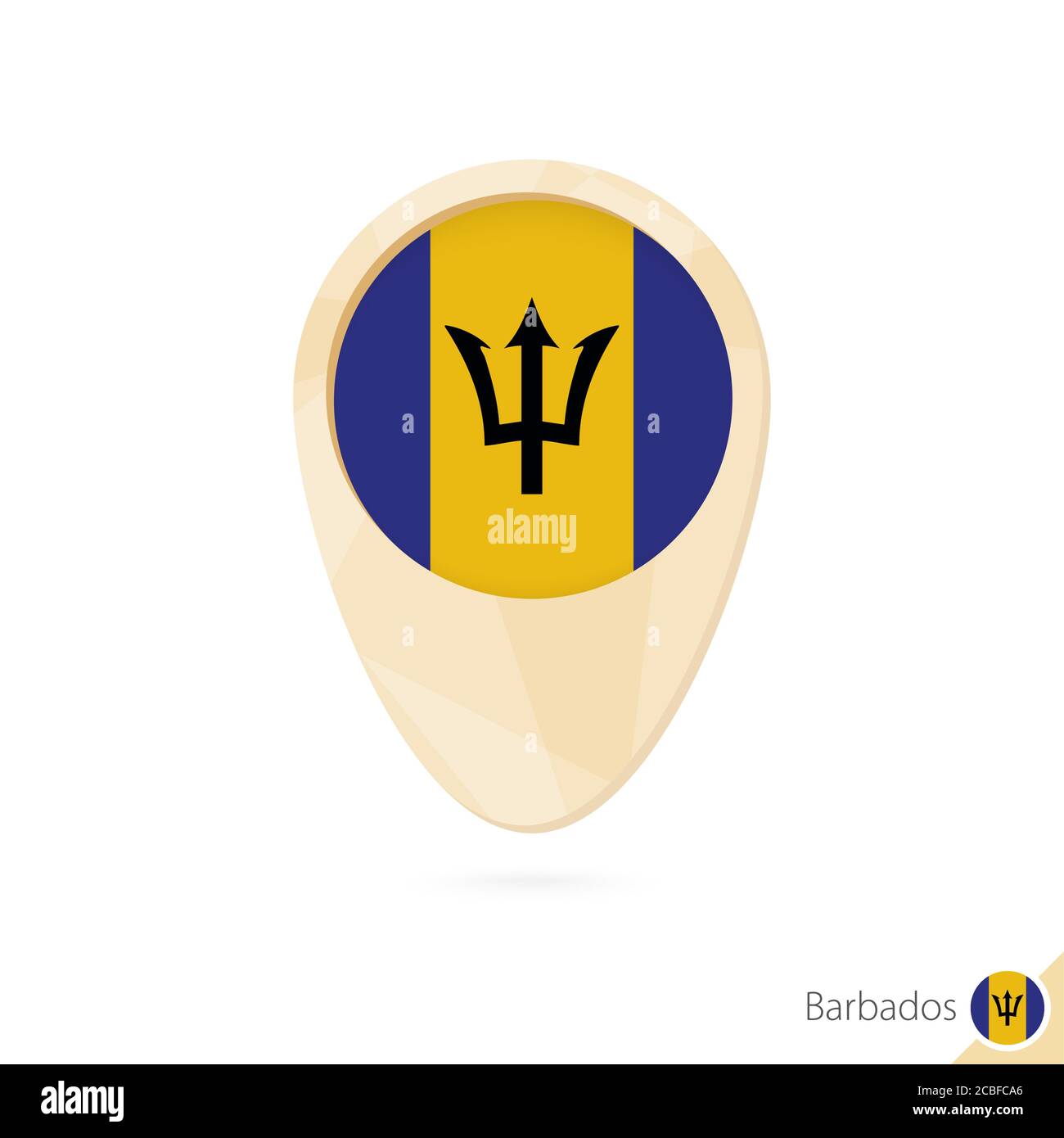 Map pointer with flag of Barbados. Orange abstract map icon. Vector Illustration Stock Vector ...