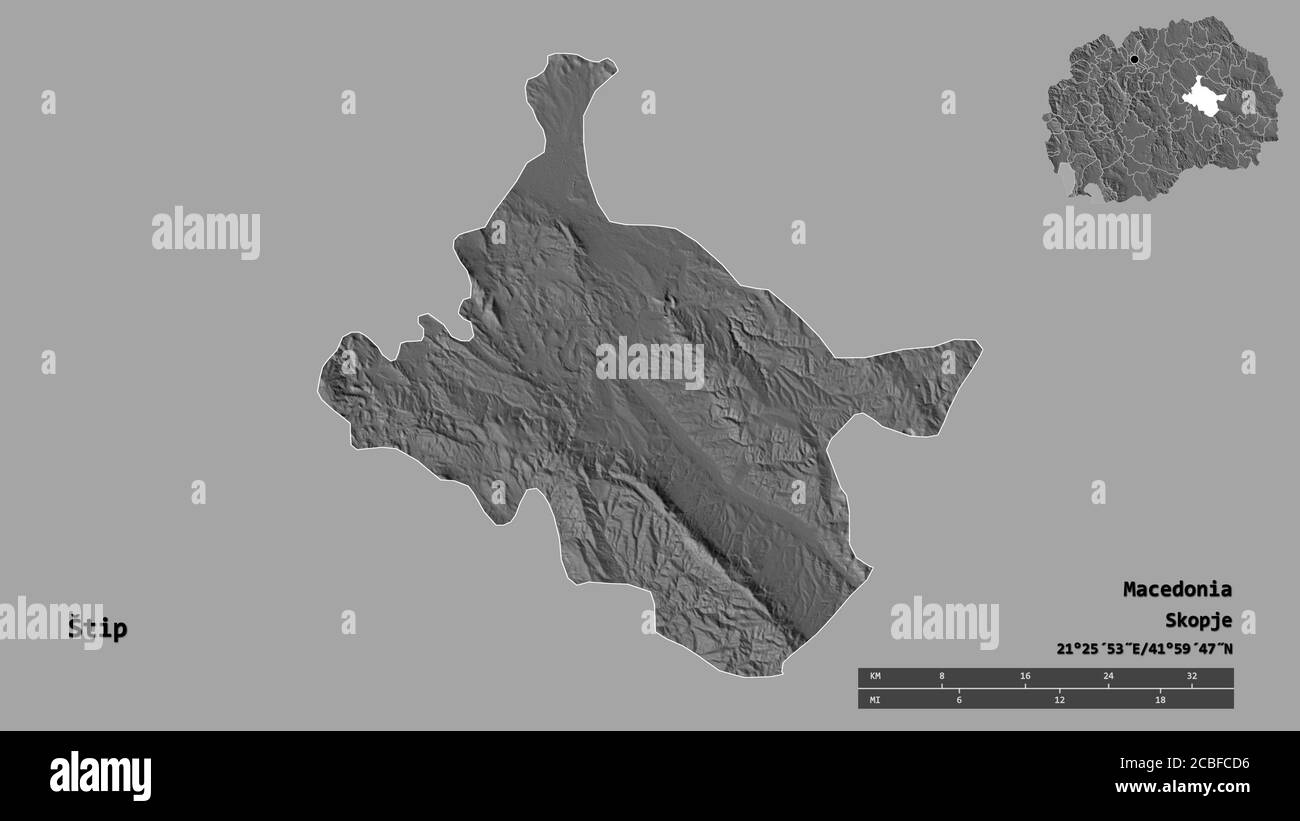 Shape of Štip, municipality of Macedonia, with its capital isolated on ...