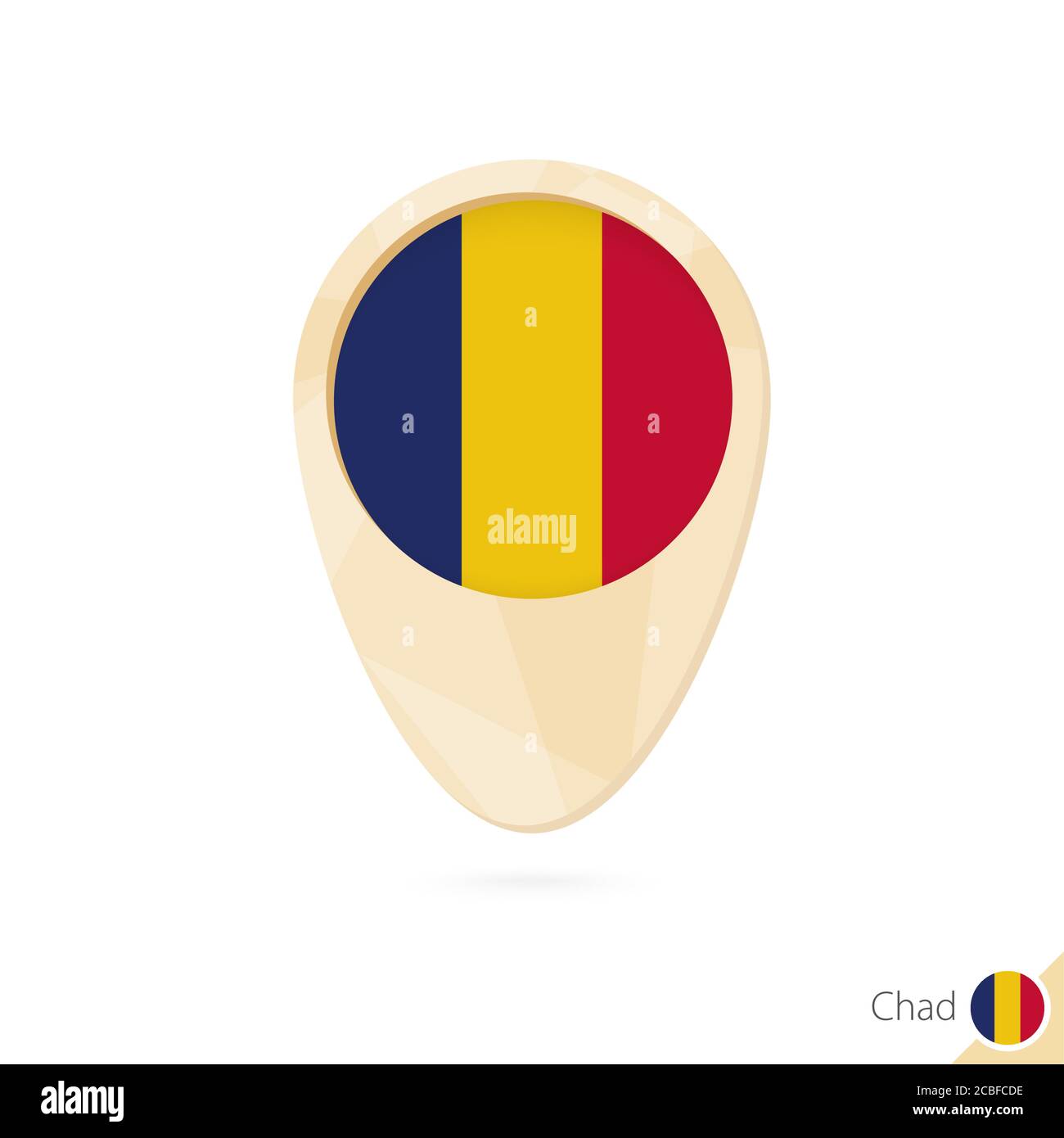 Map pointer with flag of Chad. Orange abstract map icon. Vector Illustration Stock Vector Image ...