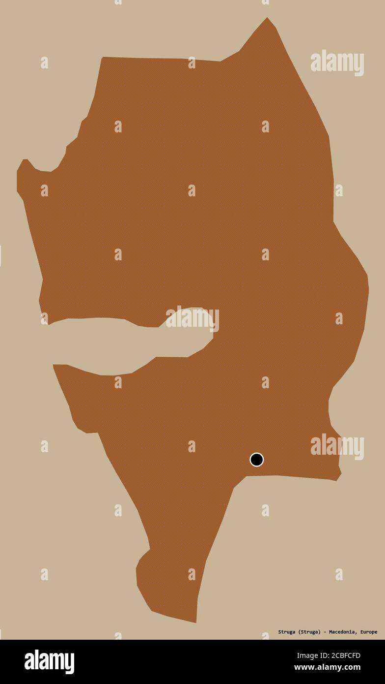 Shape of Struga, municipality of Macedonia, with its capital isolated ...