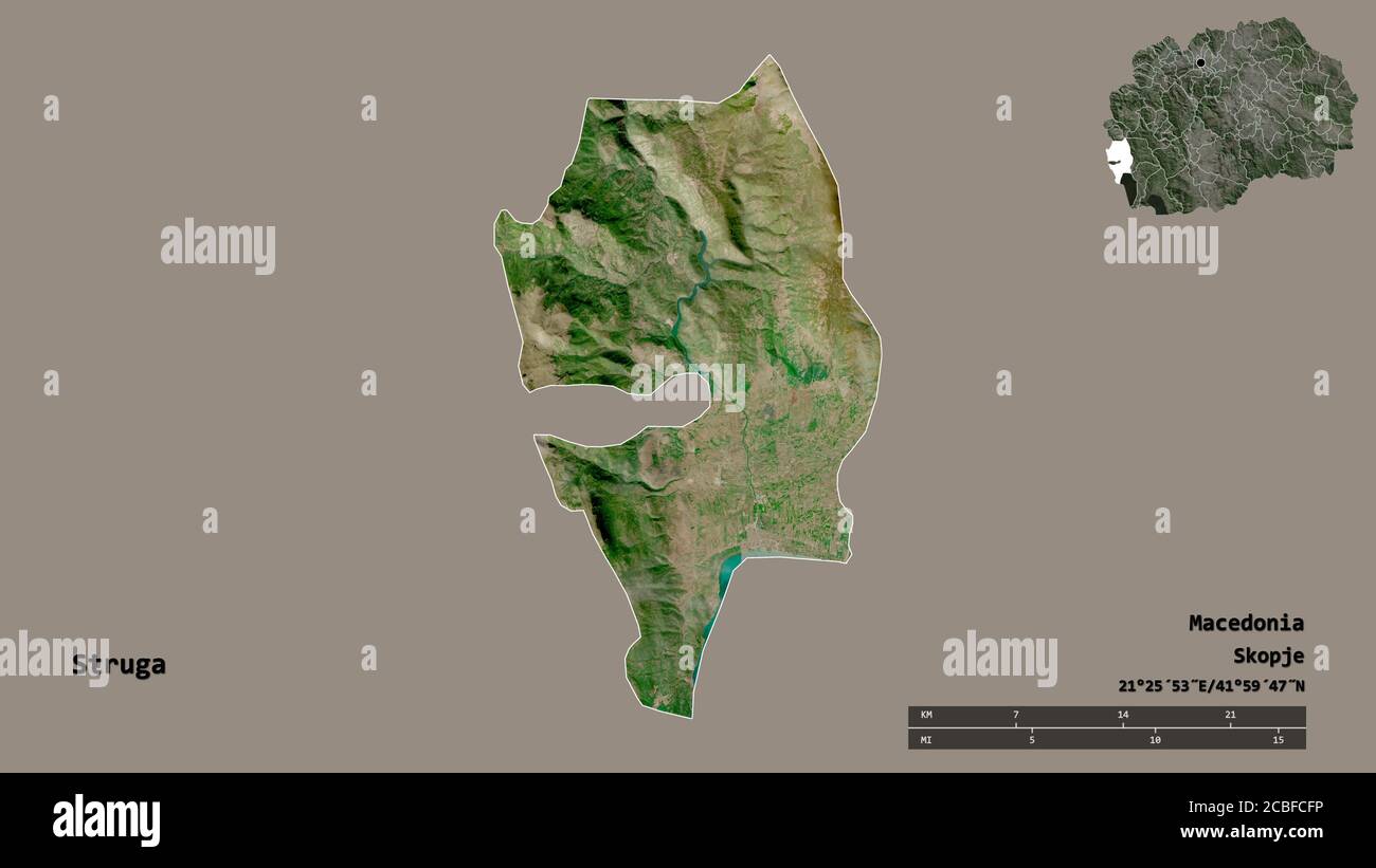 Shape of Struga, municipality of Macedonia, with its capital isolated ...