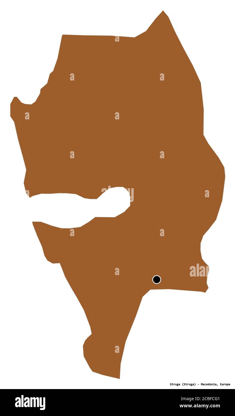 Shape of Struga, municipality of Macedonia, with its capital isolated ...