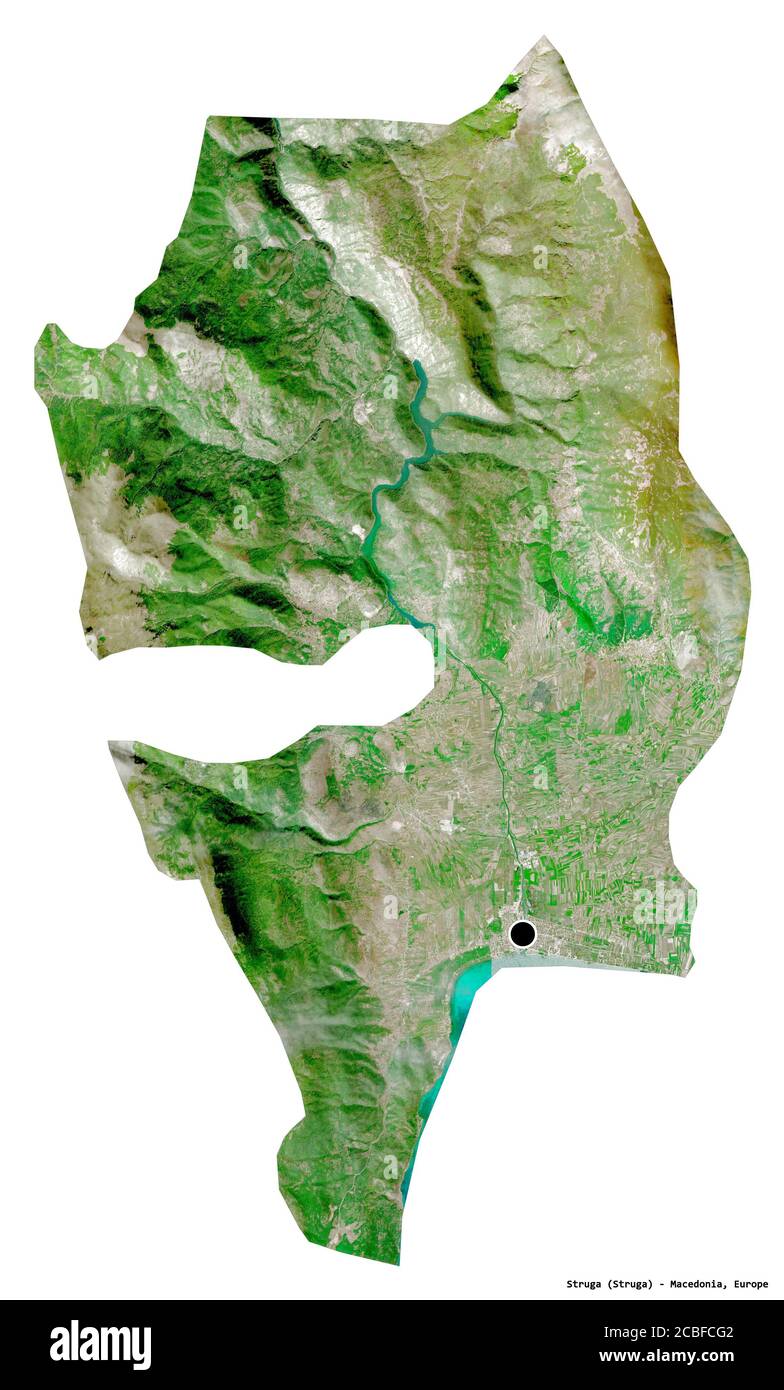 Shape of Struga, municipality of Macedonia, with its capital isolated ...