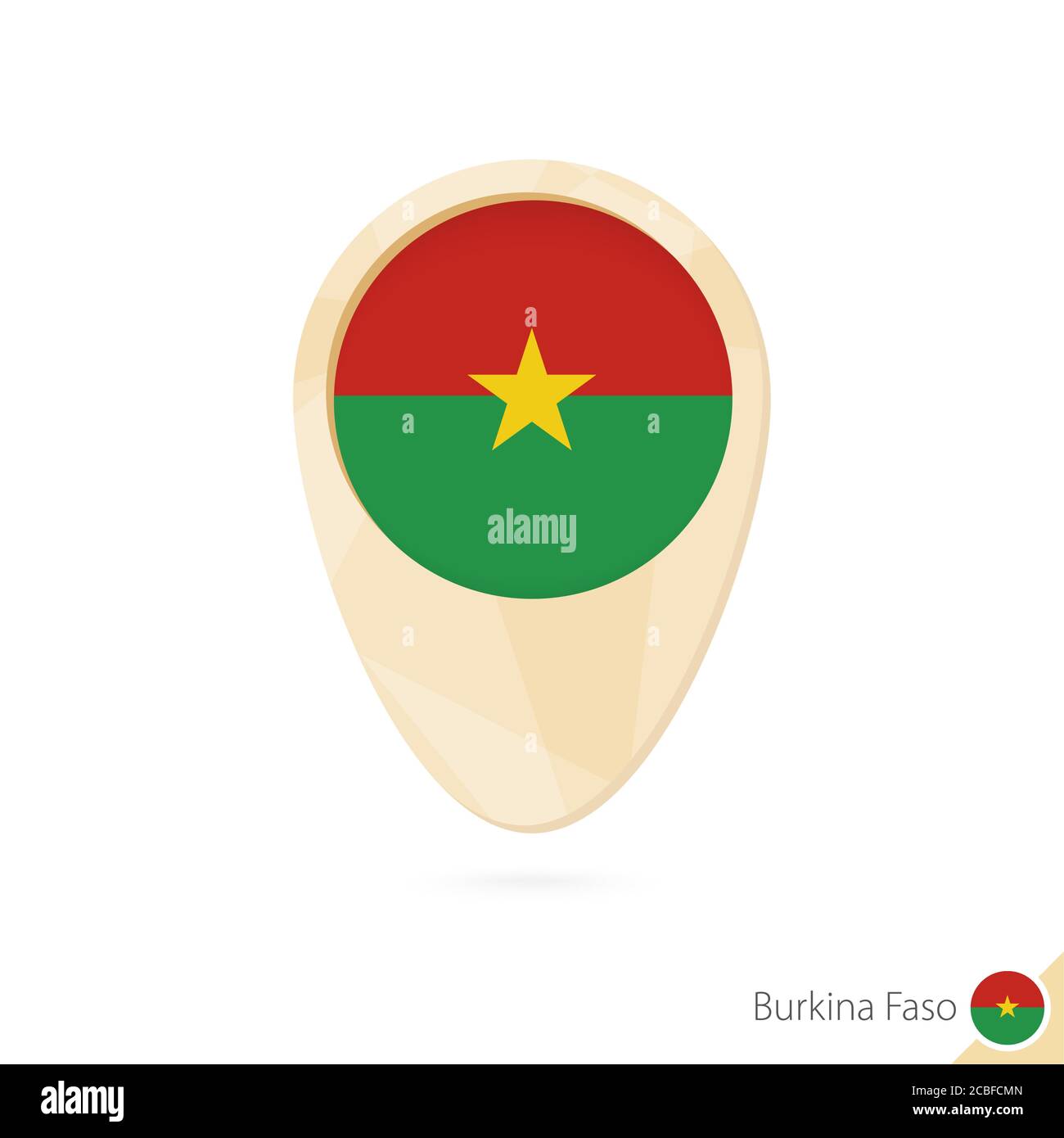 Map pointer with flag of Burkina Faso. Orange abstract map icon. Vector Illustration Stock ...