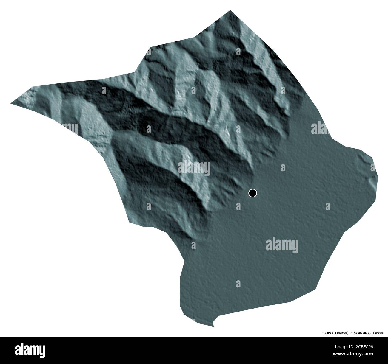 Shape of Tearce, municipality of Macedonia, with its capital isolated ...