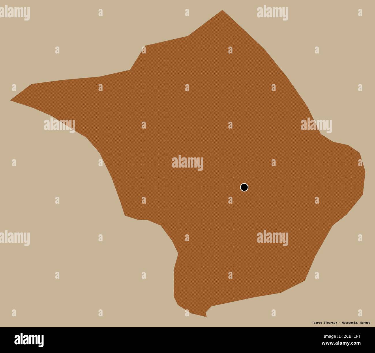 Shape of Tearce, municipality of Macedonia, with its capital isolated ...