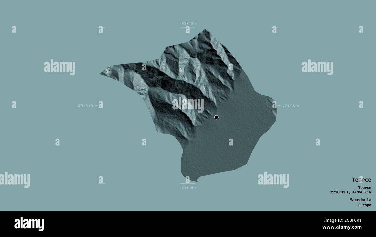 Area of Tearce, municipality of Macedonia, isolated on a solid ...