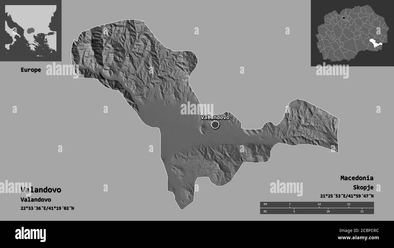 Shape of Valandovo, municipality of Macedonia, and its capital ...