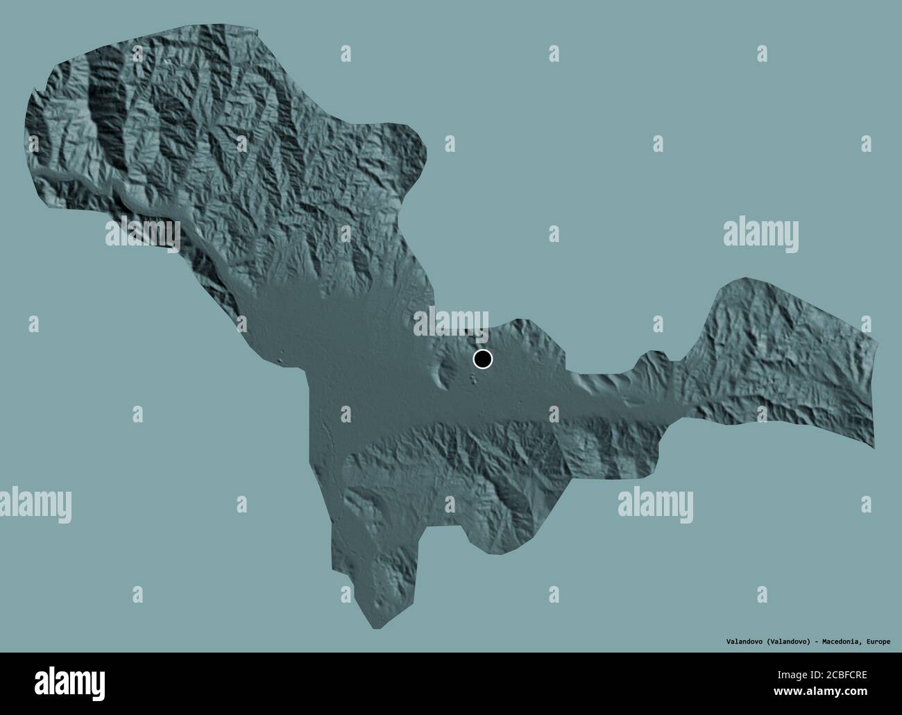 Shape of Valandovo, municipality of Macedonia, with its capital ...