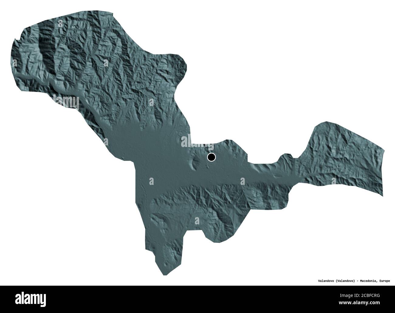 Shape of Valandovo, municipality of Macedonia, with its capital ...