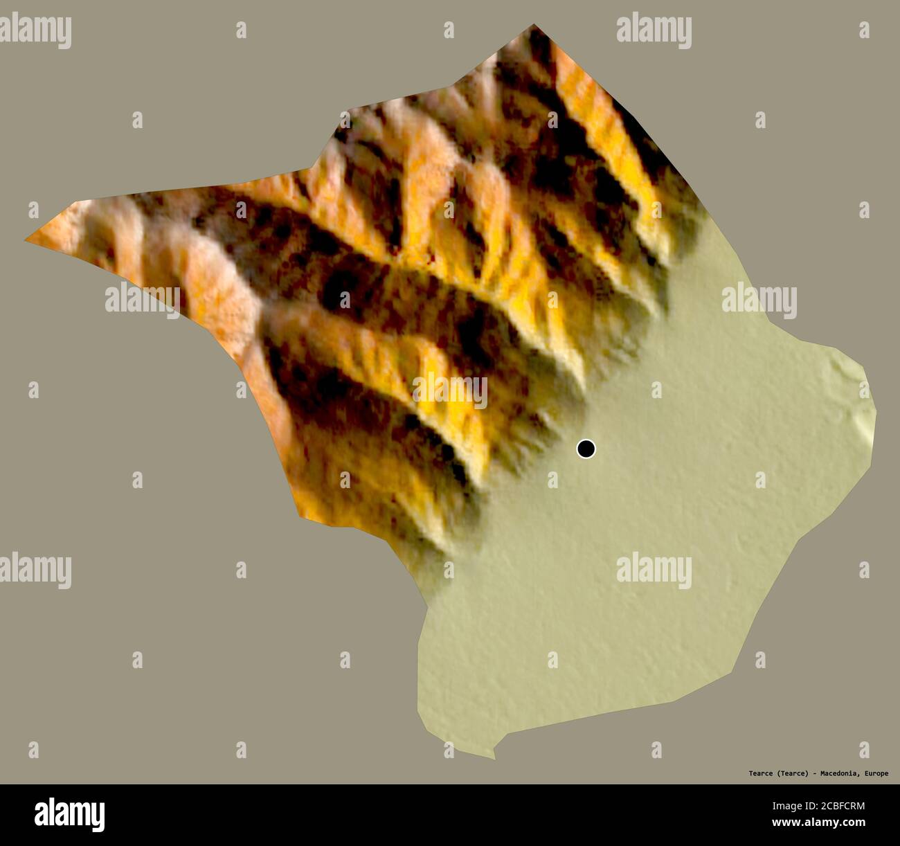Shape of Tearce, municipality of Macedonia, with its capital isolated ...