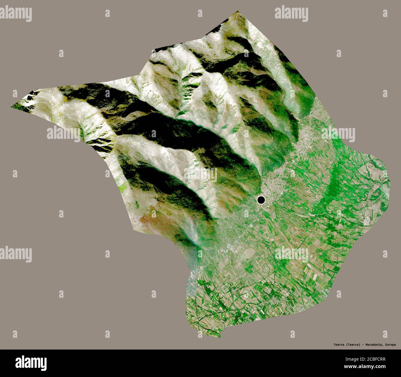 Shape of Tearce, municipality of Macedonia, with its capital isolated ...