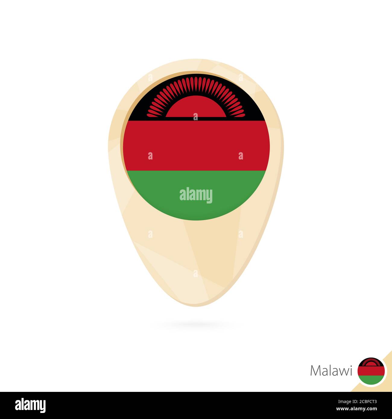 Map pointer with flag of Malawi. Orange abstract map icon. Vector Illustration Stock Vector ...