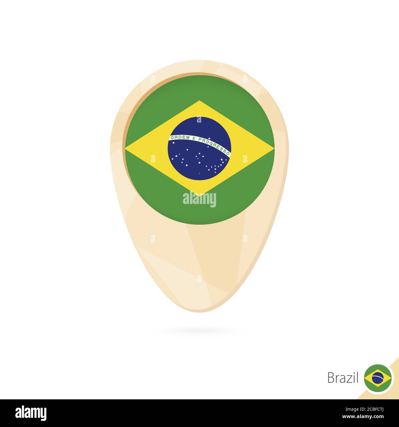 Map pointer with flag of Brazil. Orange abstract map icon. Vector Illustration Stock Vector ...