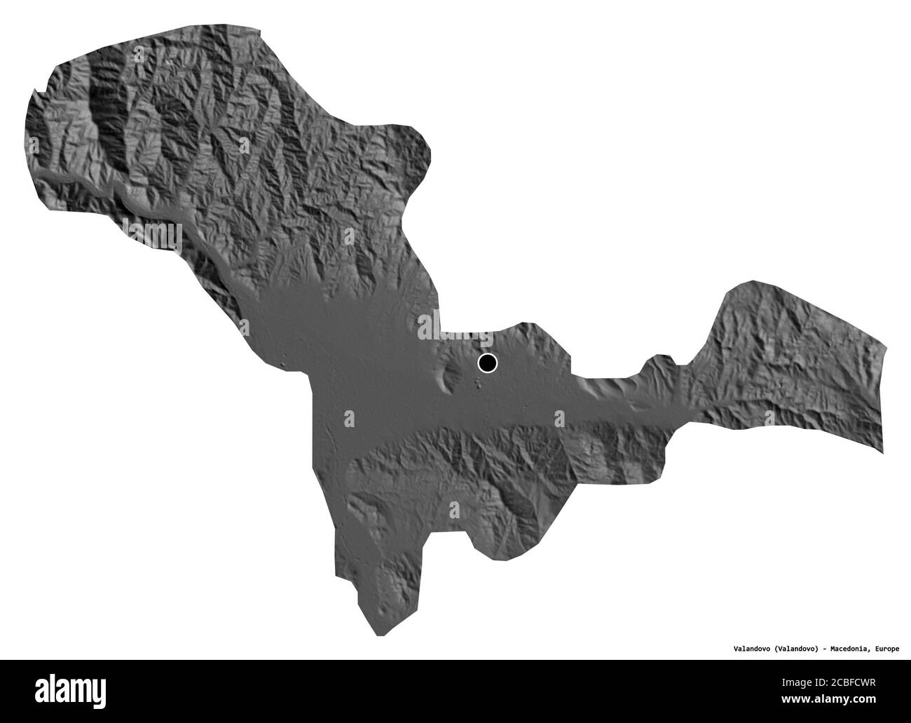 Shape of Valandovo, municipality of Macedonia, with its capital ...